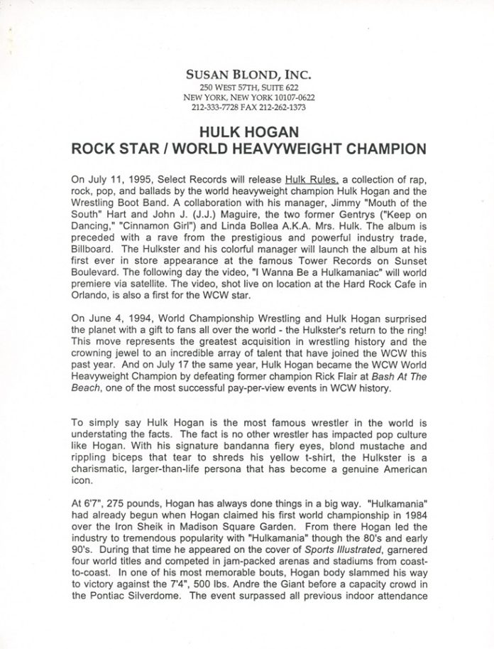 A Look Inside the Official Hulk Rules Press Kit [1995] - WCW Worldwide