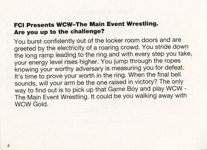 Video Game Vertebreaker: WCW The Main Event (Game Boy) [1994] - WCW ...